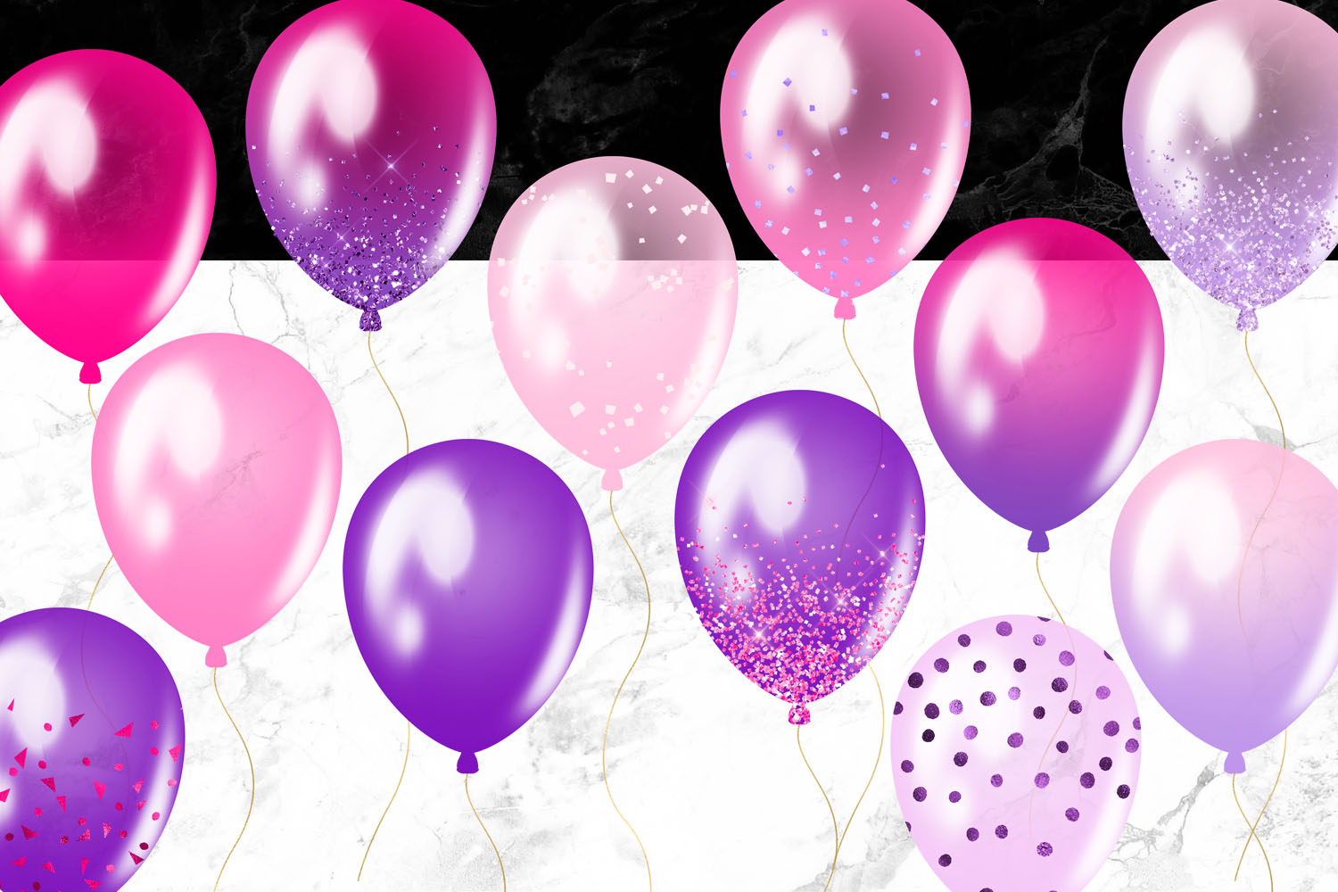Pink and Purple Balloons Clipart