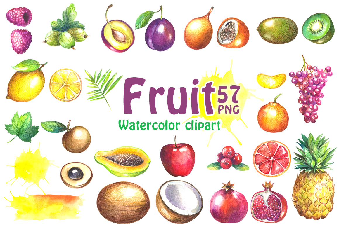 Watercolor Fruits Collection (88405) | Illustrations | Design Bundles