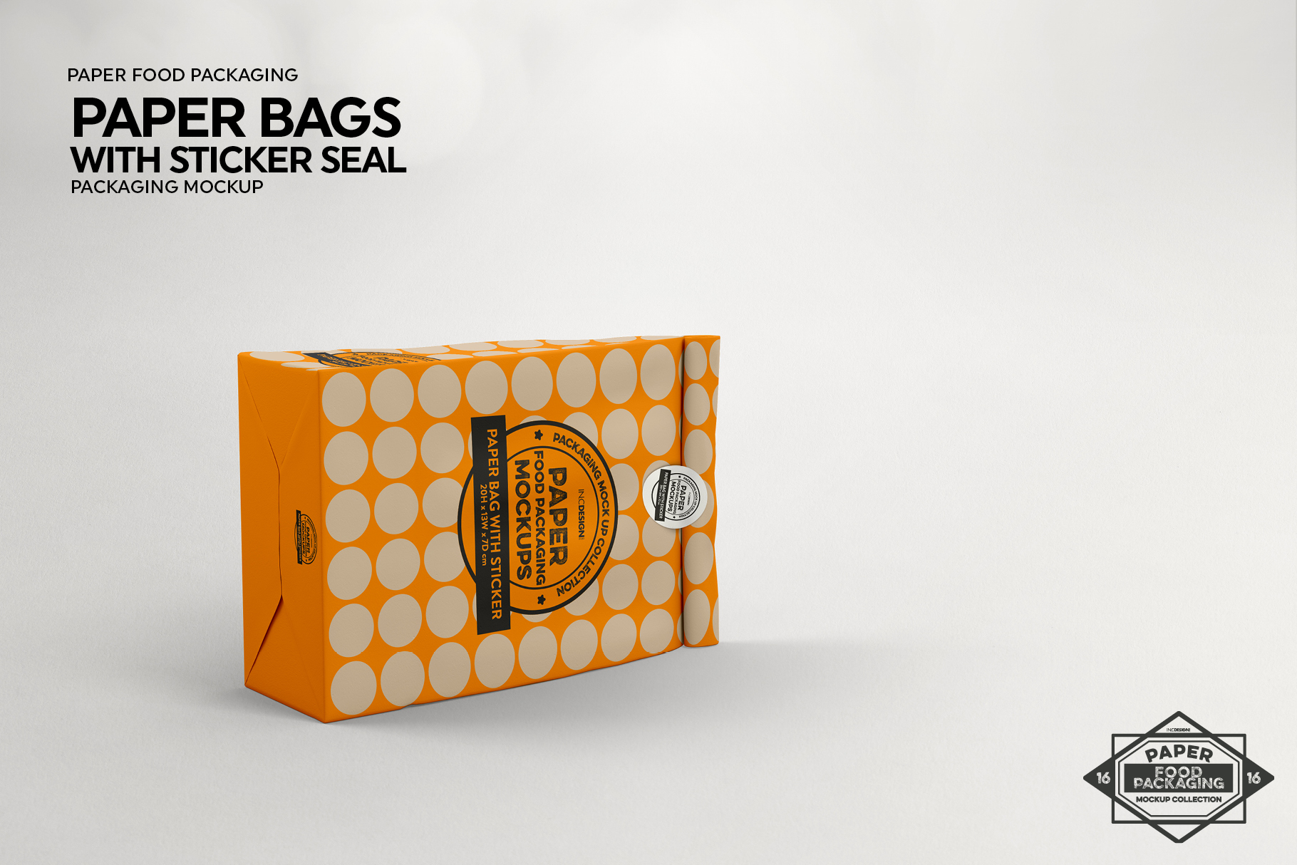 Paper Bag with Sticker Seal Packaging MockUps