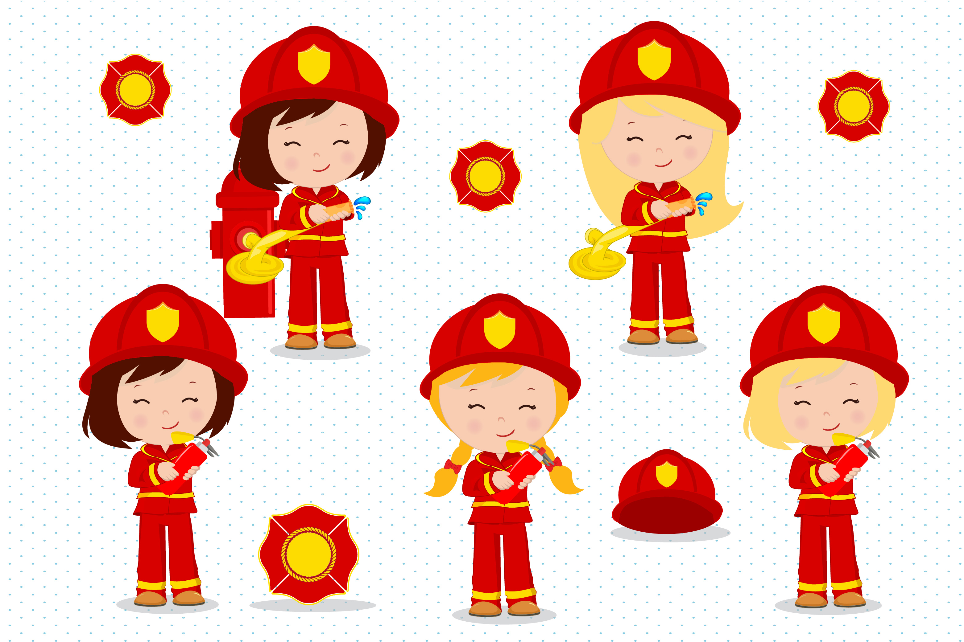 Firefighter girl illustrations, Firefighter girl graphics (25089 ...