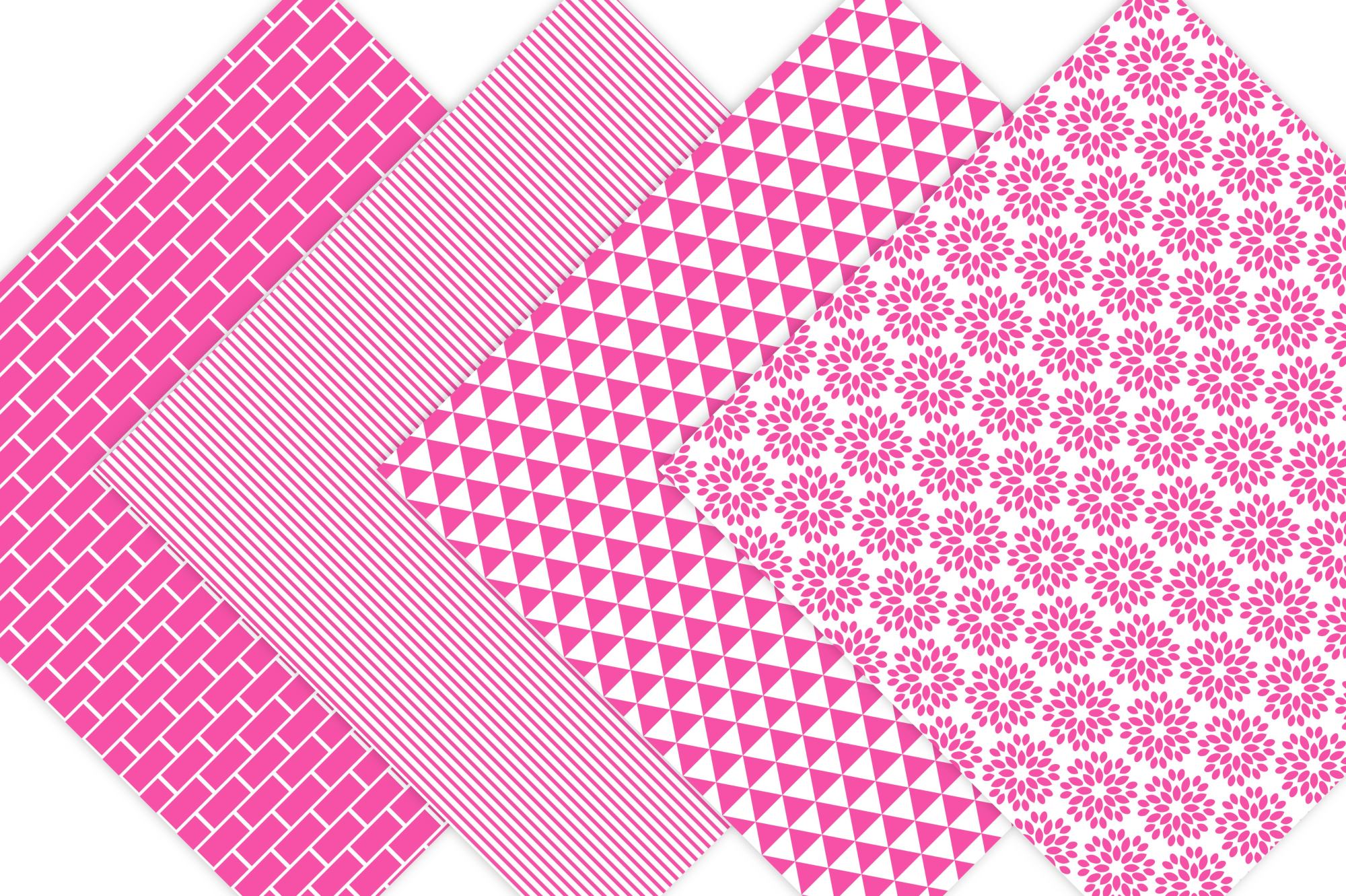 Hot Pink Digital Paper - Background Patterns (14919) | Backgrounds ...