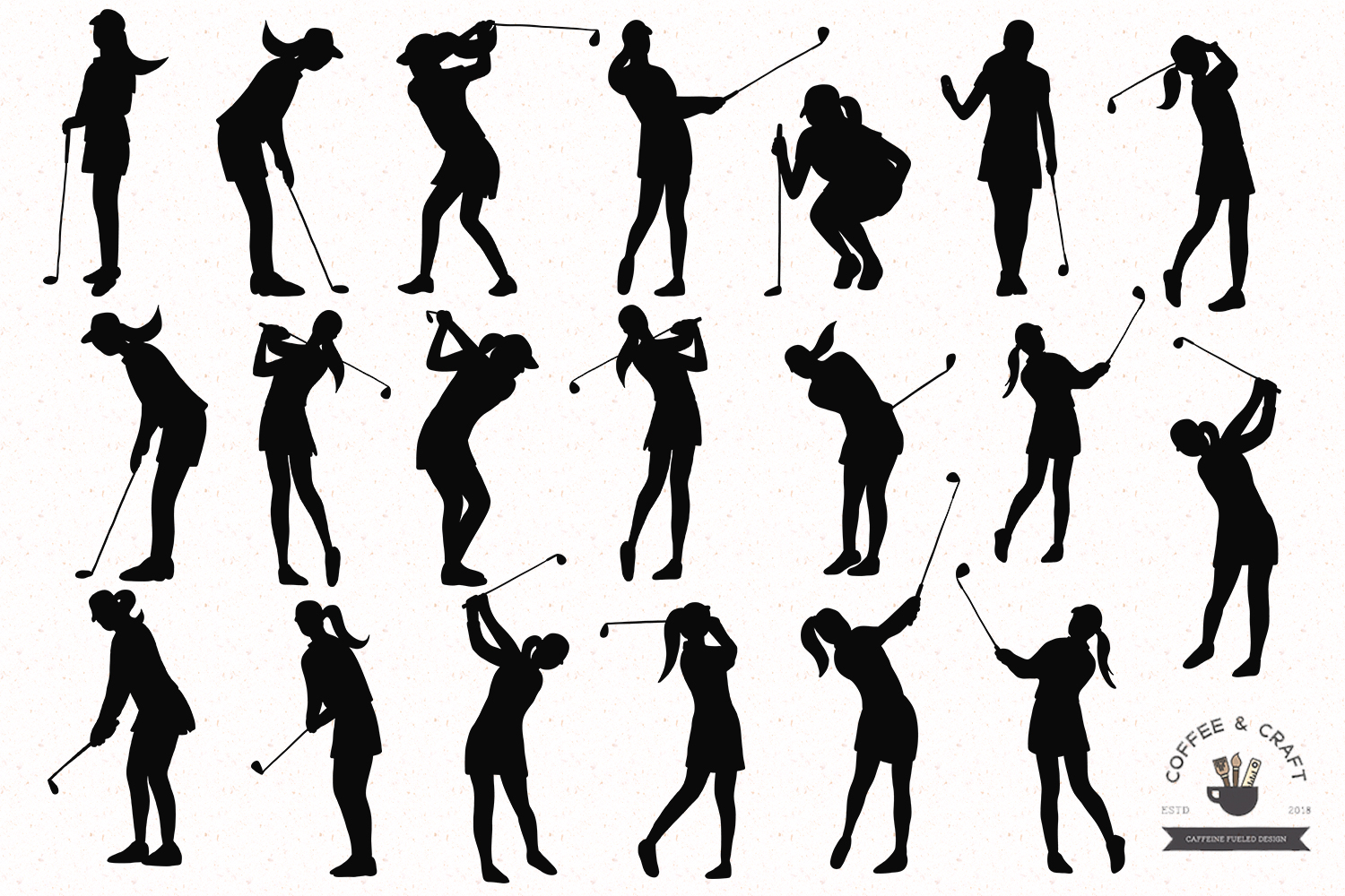 Golfer silhouettes female