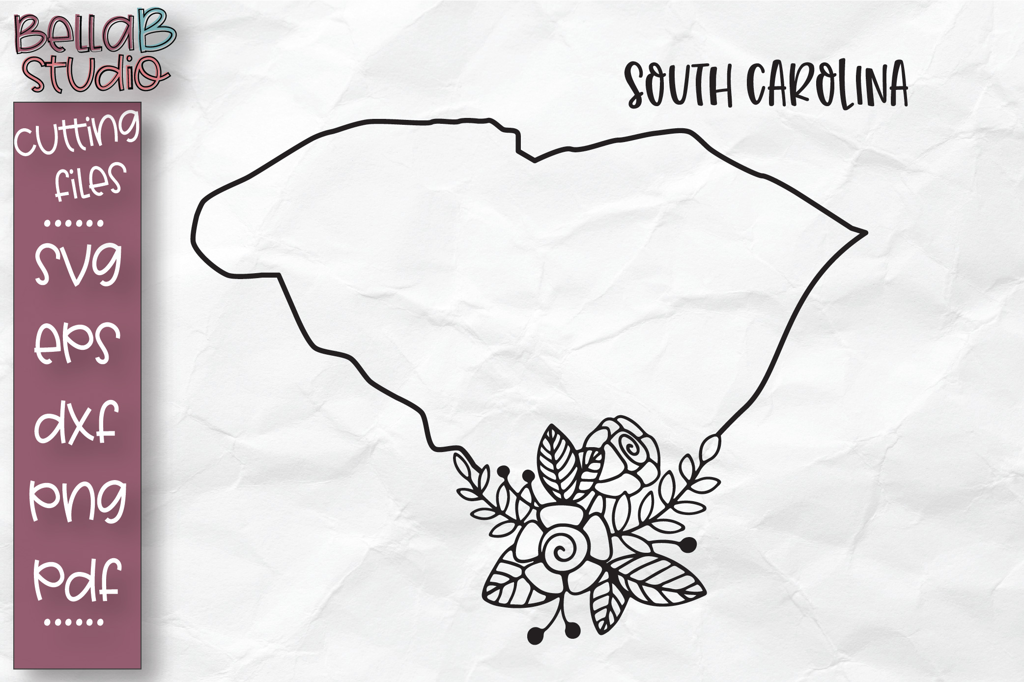 South Carolina State SVG, South Carolina Floral State Map (304971 ...