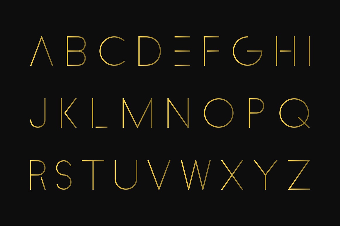 Luxury Minimalistic Alphabet Gold Font 19777 Decorations Design 