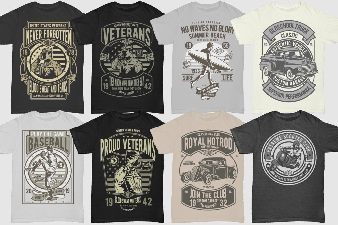 25 Retro Tshirt Designs Bundle 3 #3