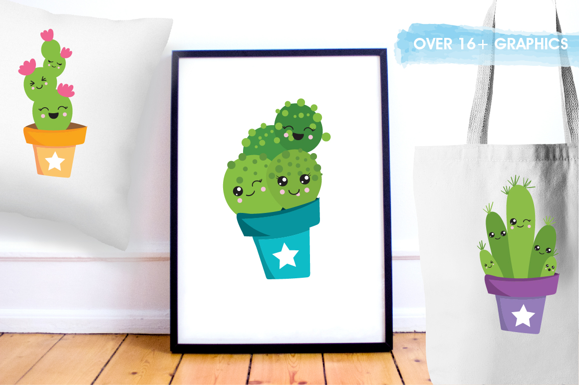 Cactus Friends graphics and illustrations