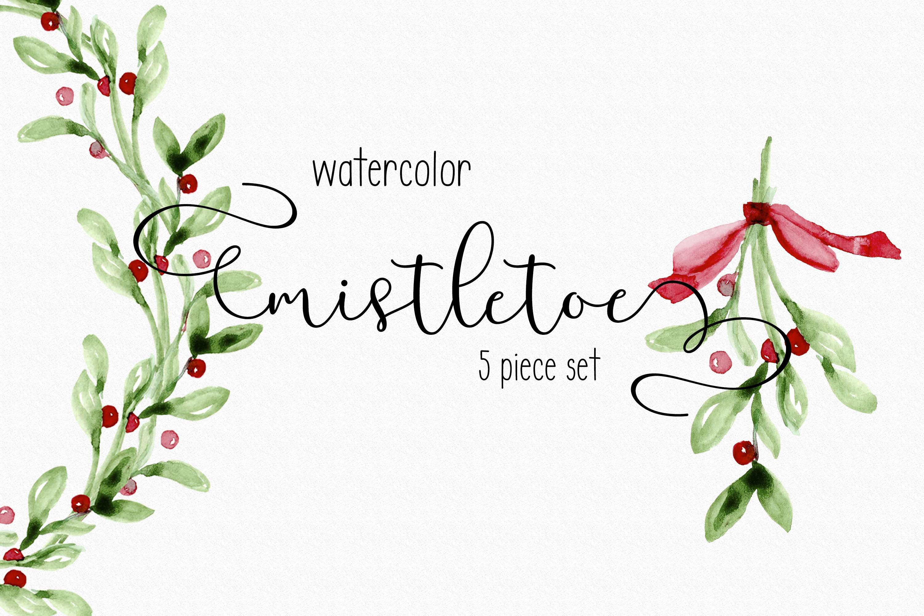 Watercolor Mistletoe Christmas Clip Art (296319) | Illustrations ...