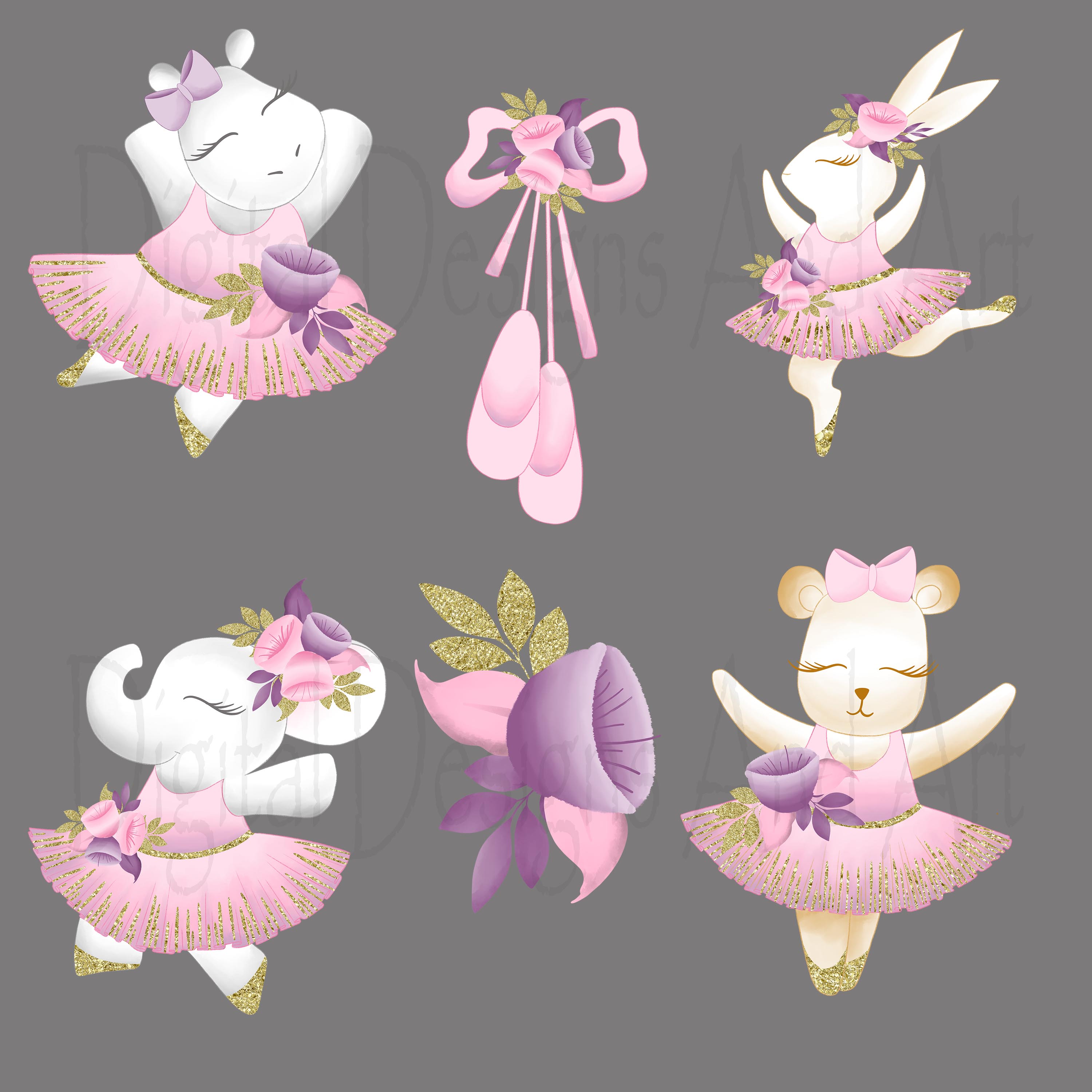 Ballerina animals clipart