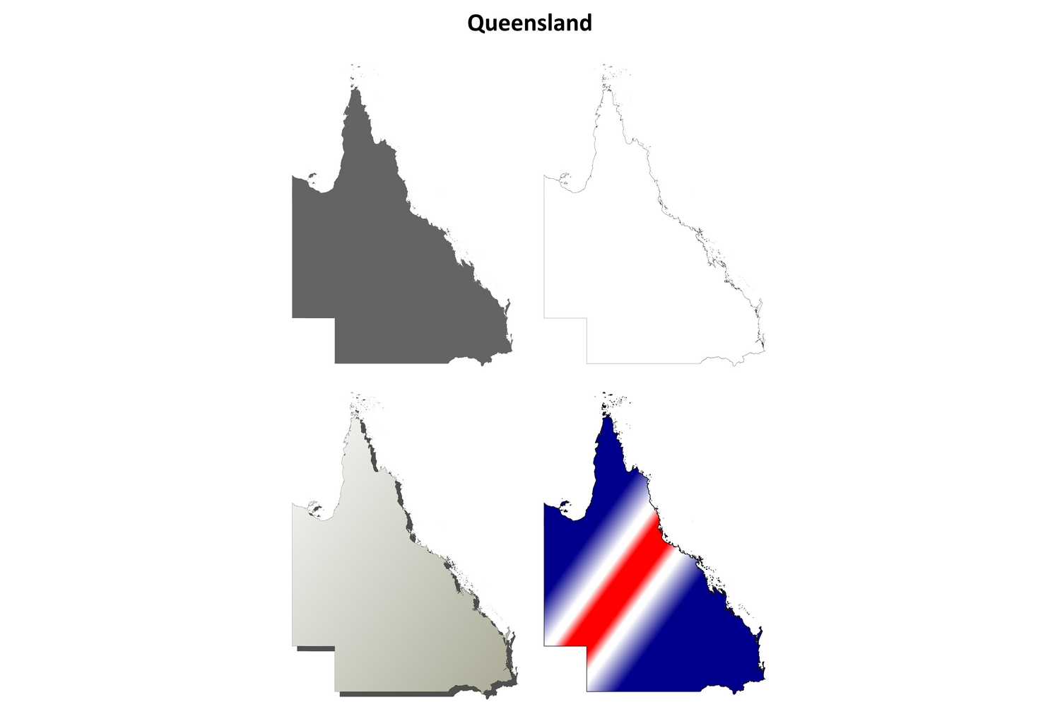 Queensland blank detailed outline map set