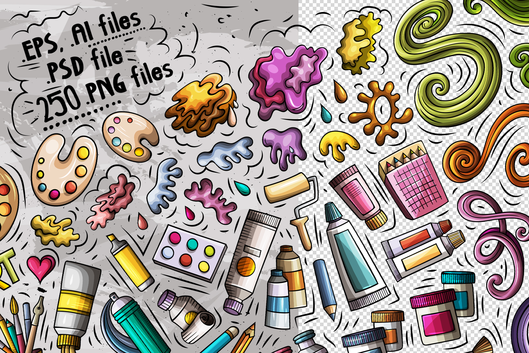 Design & Art Cartoon Objects Set