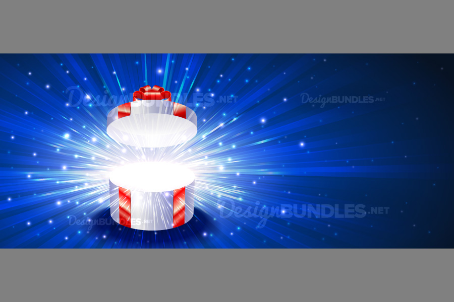 Vector Gift Box Open Firework Explosion Magic Light Rays Background ...