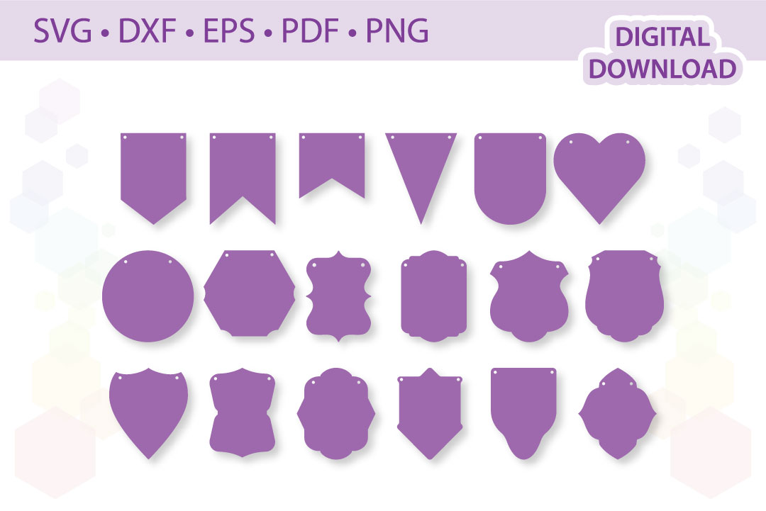 Pennant banner cut files .svg .eps .dxf .pdf .png