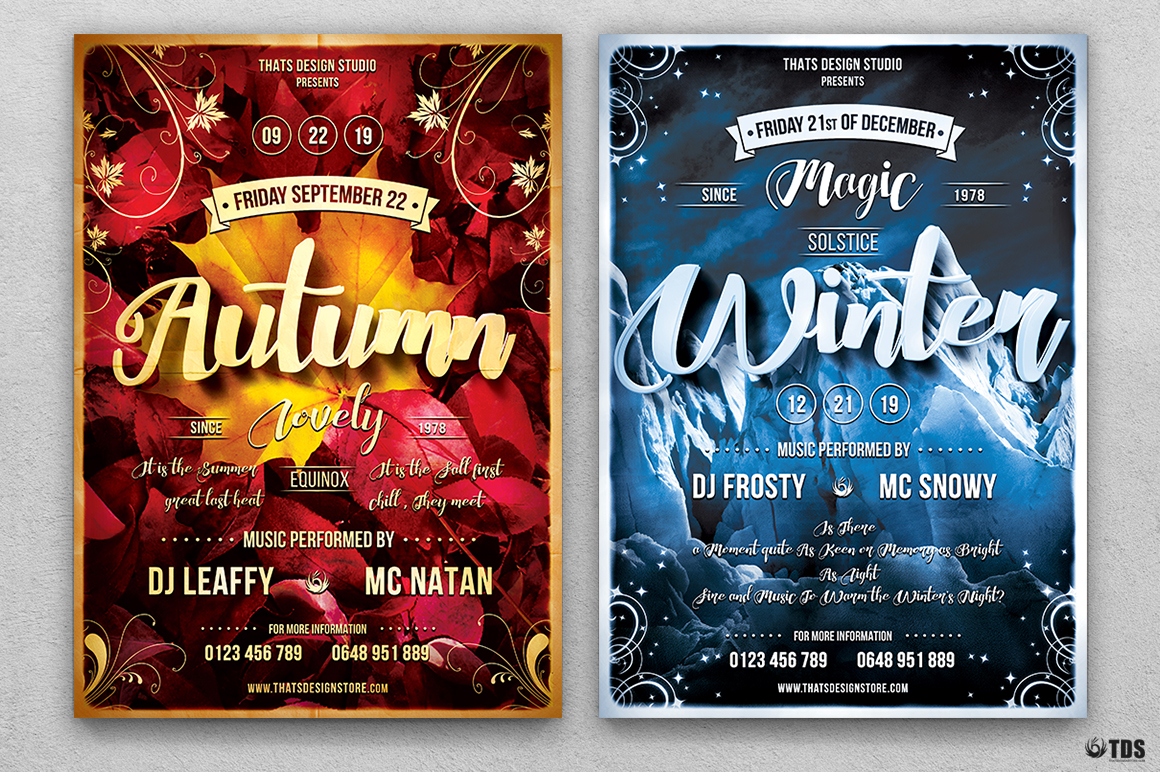 Four Seasons Flyer Bundle (36574) | Flyers | Design Bundles