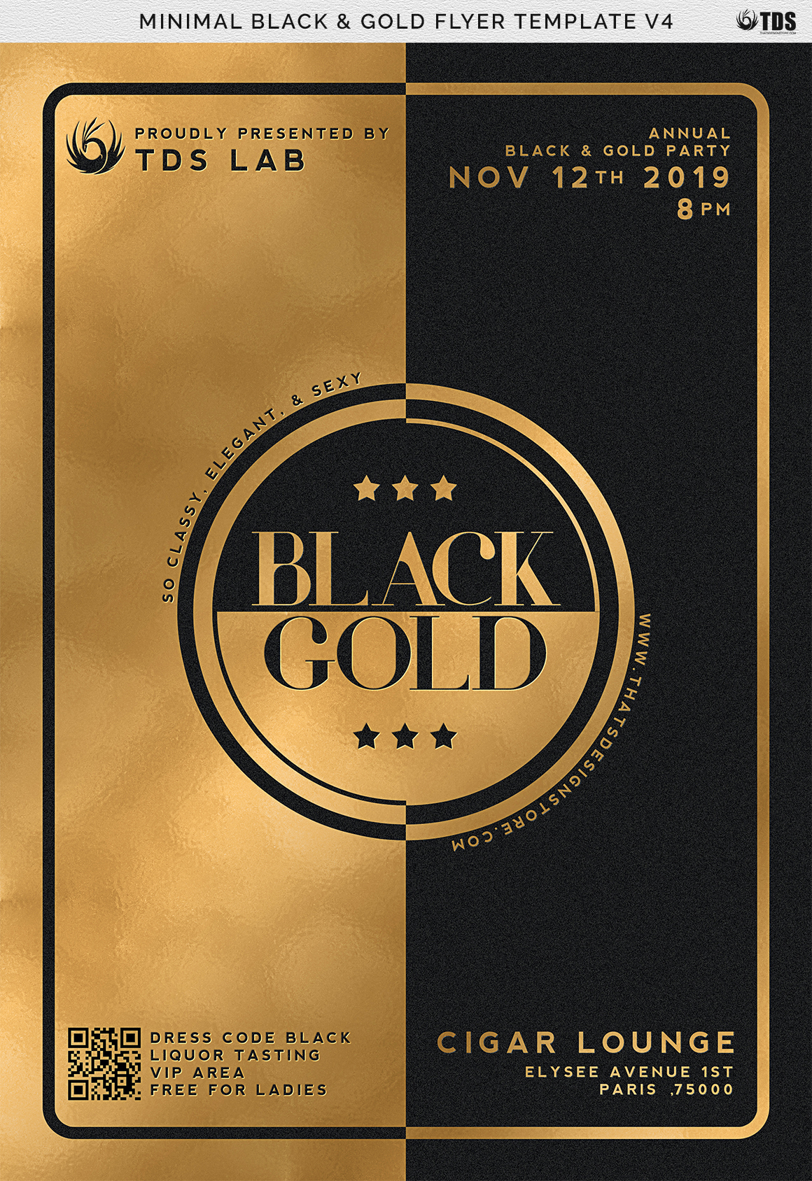 Minimal Black and Gold Flyer Template V4 (31349) | Flyers | Design Bundles