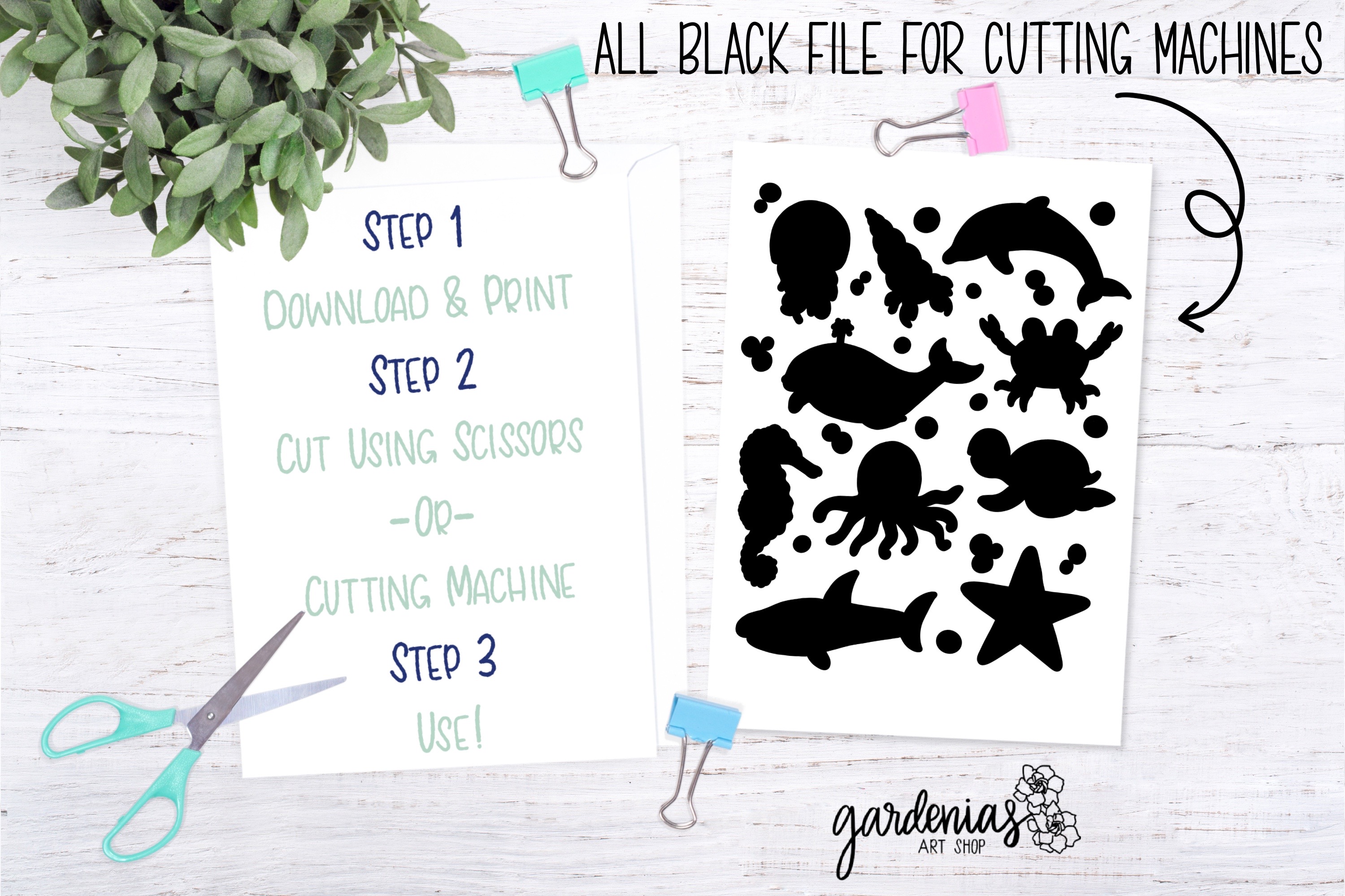 Sea Animals Sticker Set PNG | Ocean Animals Print and Cut (299728 ...