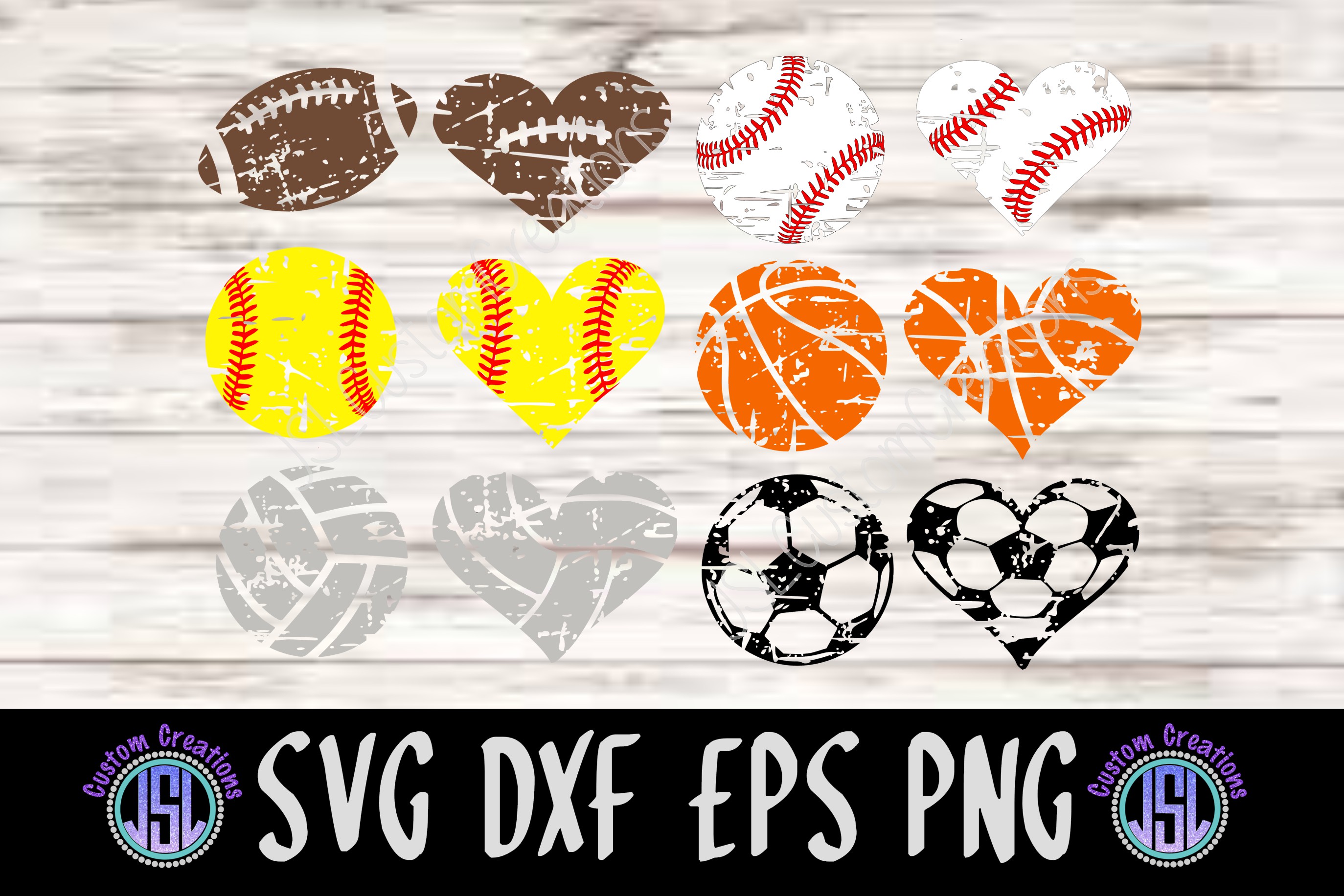 Distressed Sports Set of 12 Bundle | SVG DXF EPS PNG Files (136773 ...