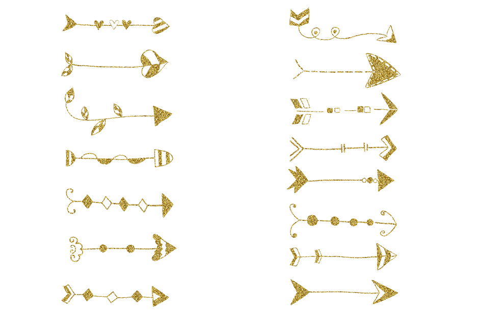 Gold glitter arrows clipart, Golden wedding clip art (98254 ...