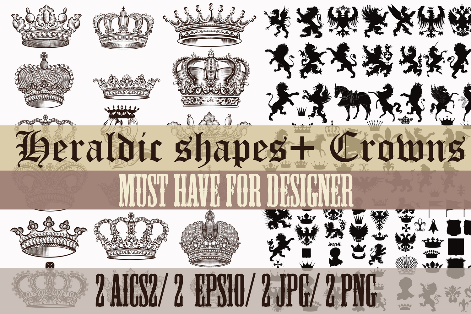 Big set of crowns and heraldic shape