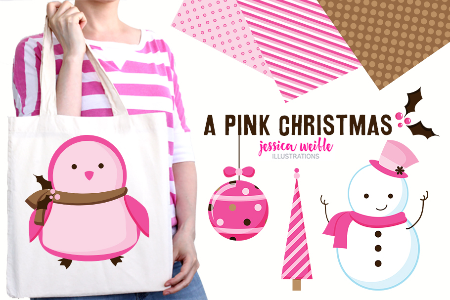 A Pink Christmas Clipart Graphics Collection