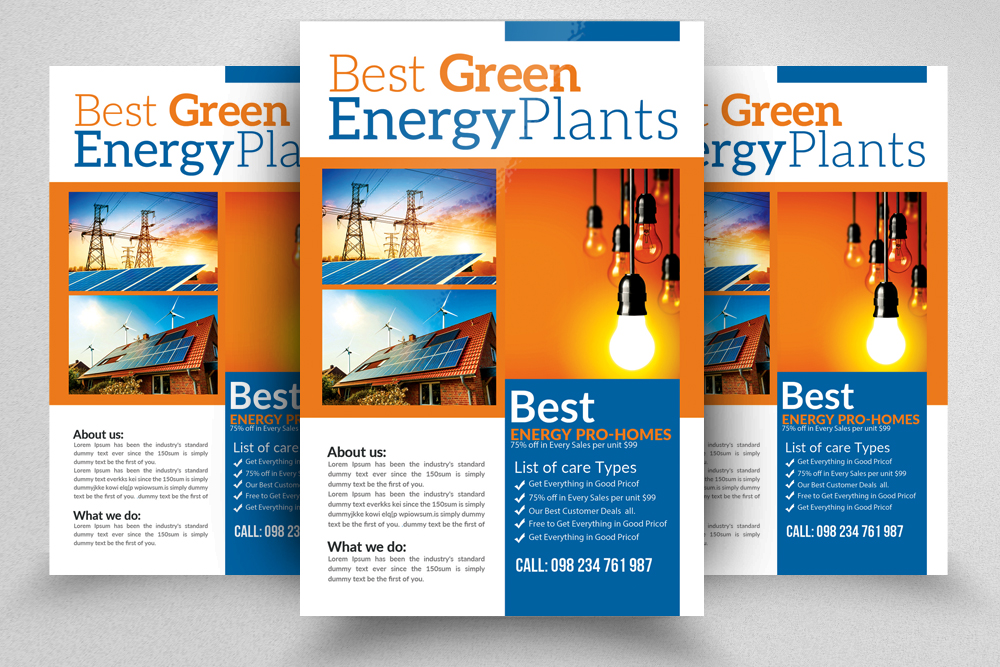 Solar Panel Energy Service Flyers (53158) | Flyers | Design Bundles