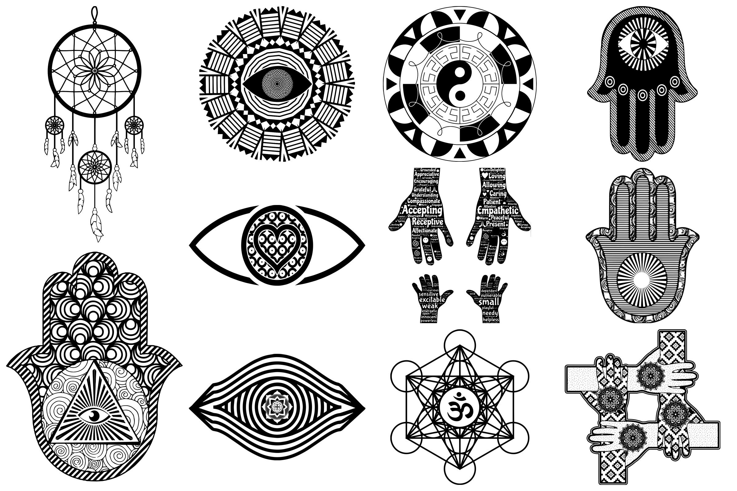 Hamsa Evil Eye, Henna, Etc. AI EPS PNG Clip Art (162349 ...