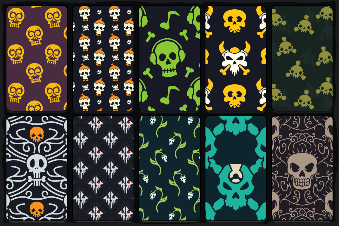 20 Skull Seamless Vector Patterns (4514) | Patterns | Design Bundles