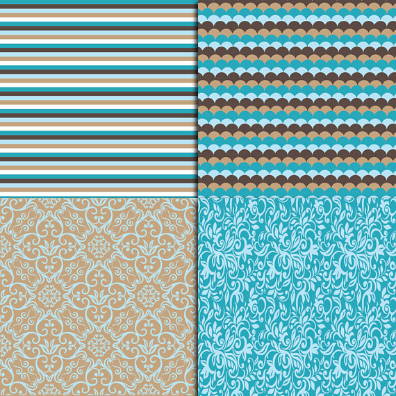 Blue and Brown Digital Paper (48571) | Backgrounds | Design Bundles