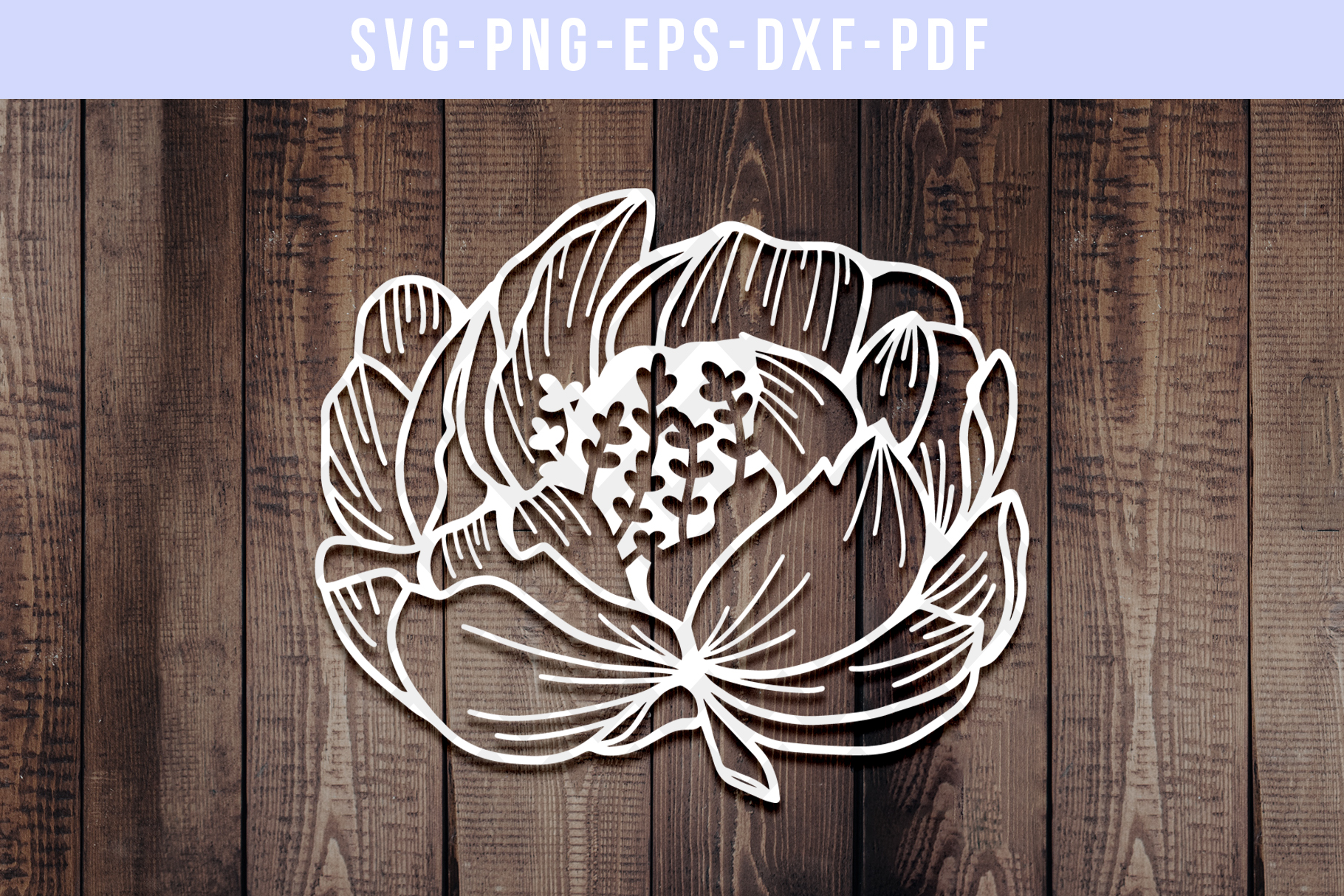 Floral Peony Papercut Template, Spring Flower SVG, PDF, DXF
