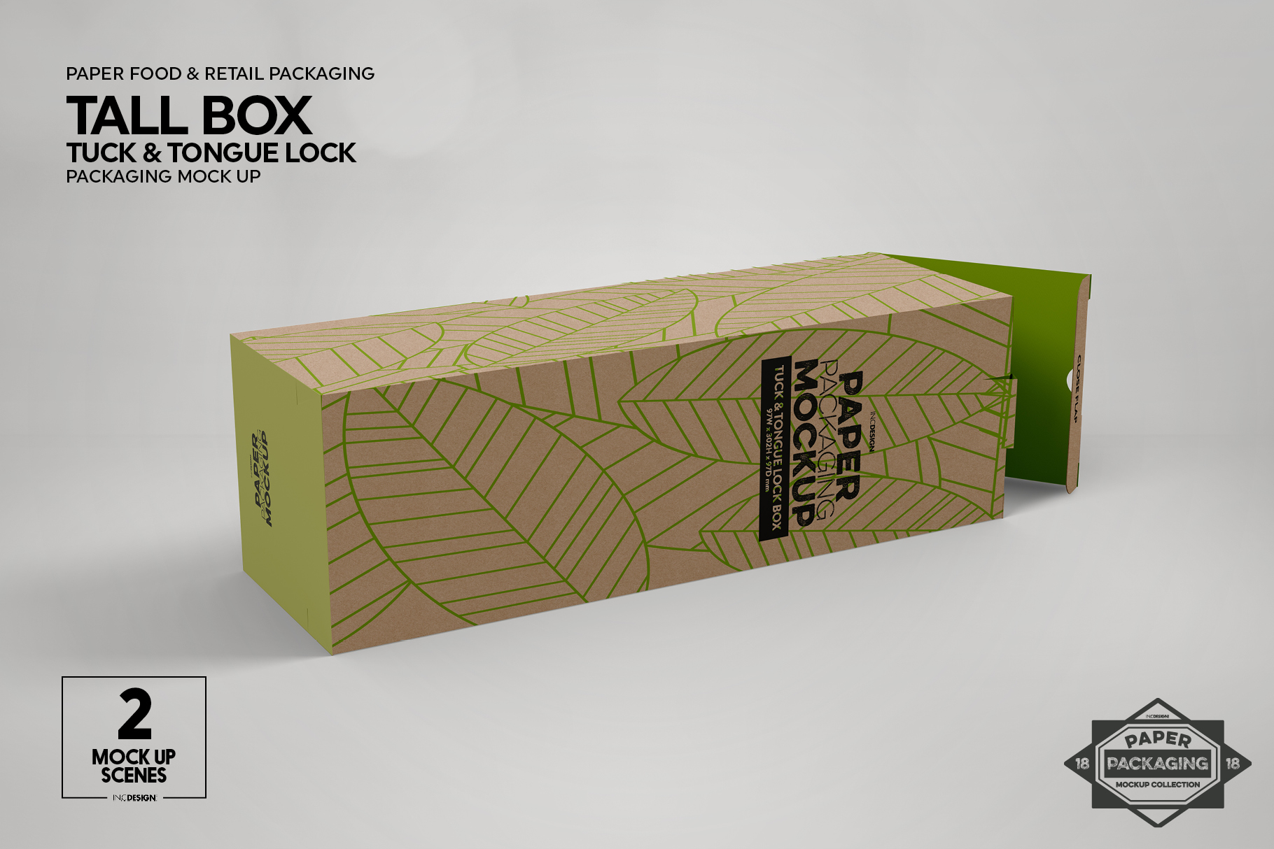 Tall Box Tuck & Tongue Lock Packaging Mockup (352204) | Branding ...