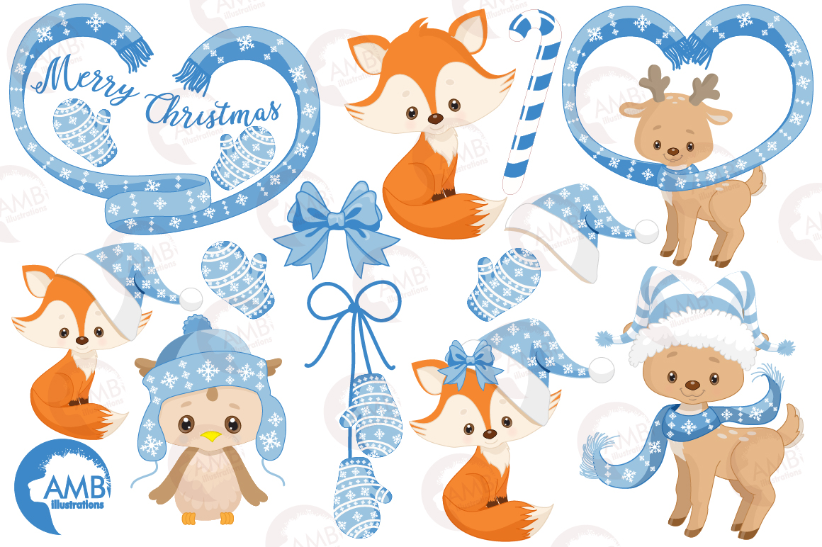 Christmas Forest critter Clipart, graphics, illustrations AMB-1515 ...