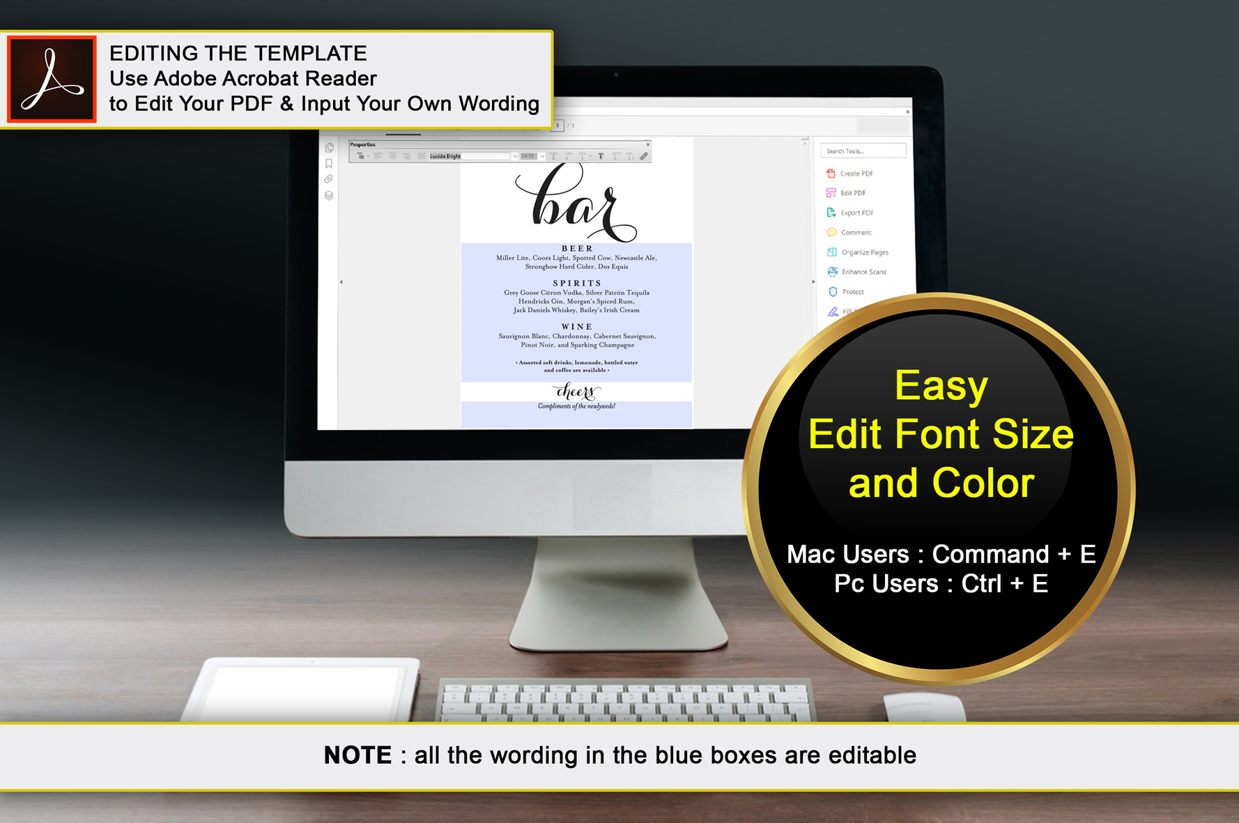 Printable Bar Menu Sign, PDF Instant Download, DAD_05 (130288) | Card ...