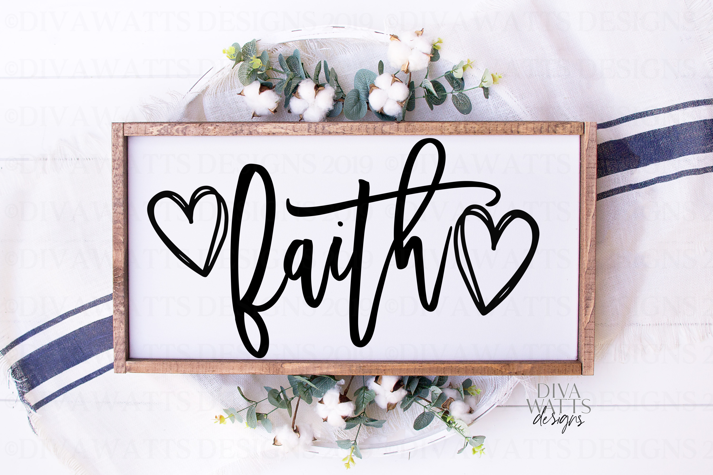 Faith with Doodle Hearts - Christian - Motivational SVG PNG