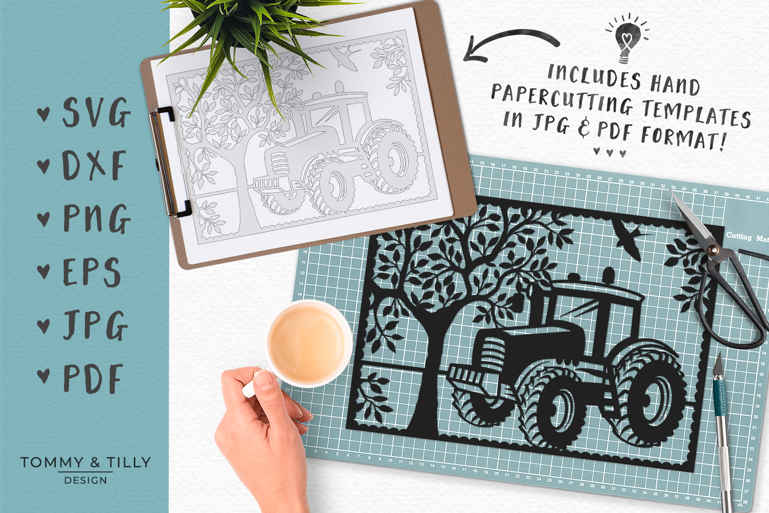 Tractor Scene - SVG DXF PNG EPS JPG PDF Cutting File