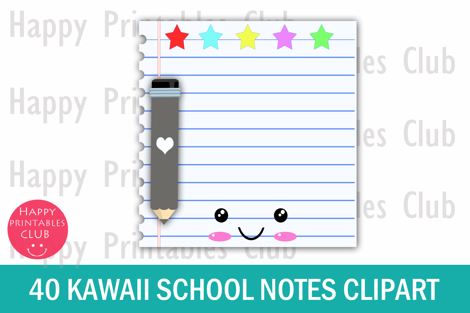 40 Kawaii School Notes Clipart- Student Notes Paper Clipart