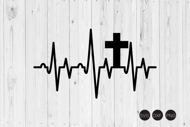 Cross Heartbeat SVG, DXF, PNG Cut File (181459) | Cut Files | Design ...