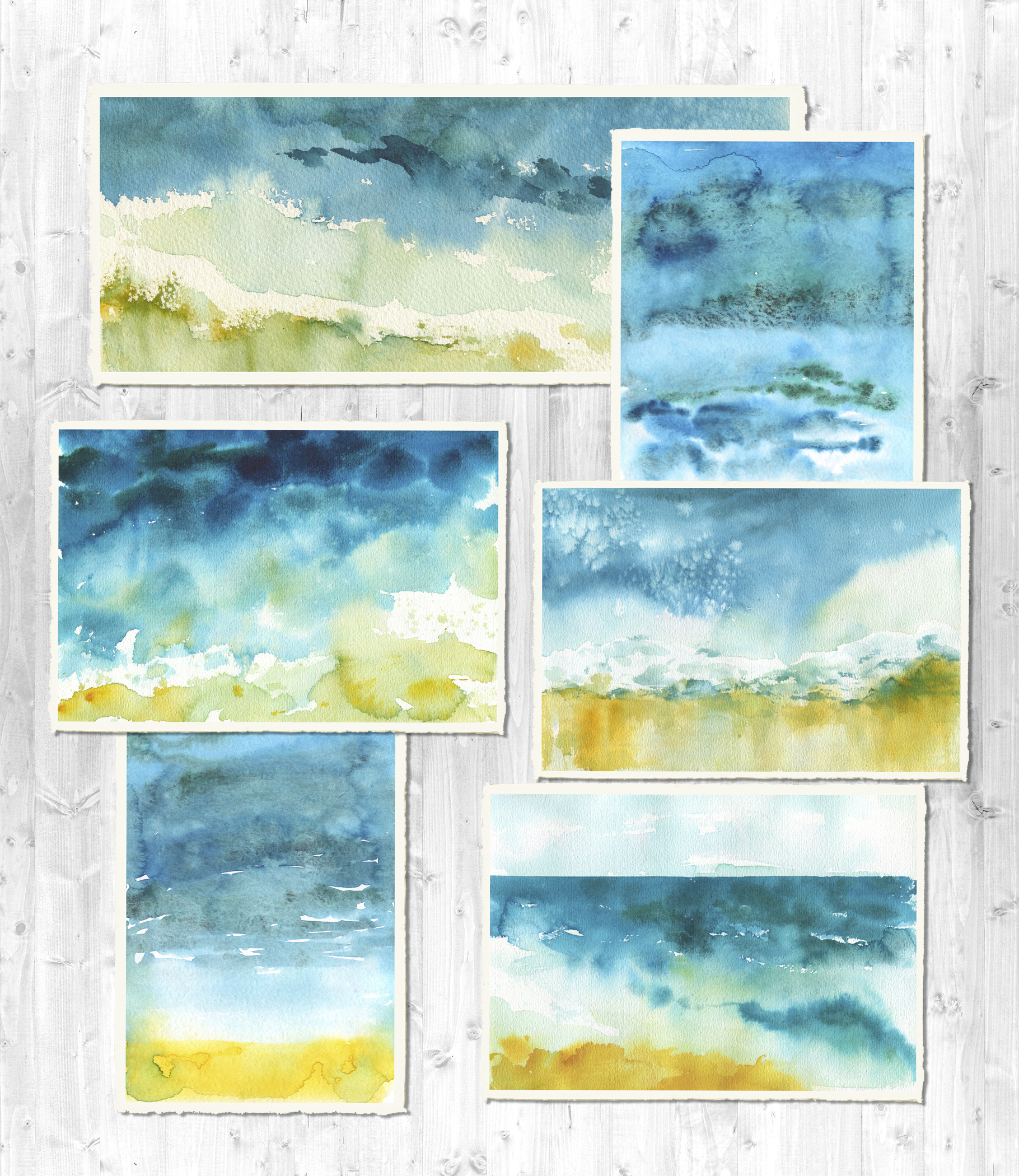 'My Sea' Watercolor Background Set (225618) | Illustrations | Design ...