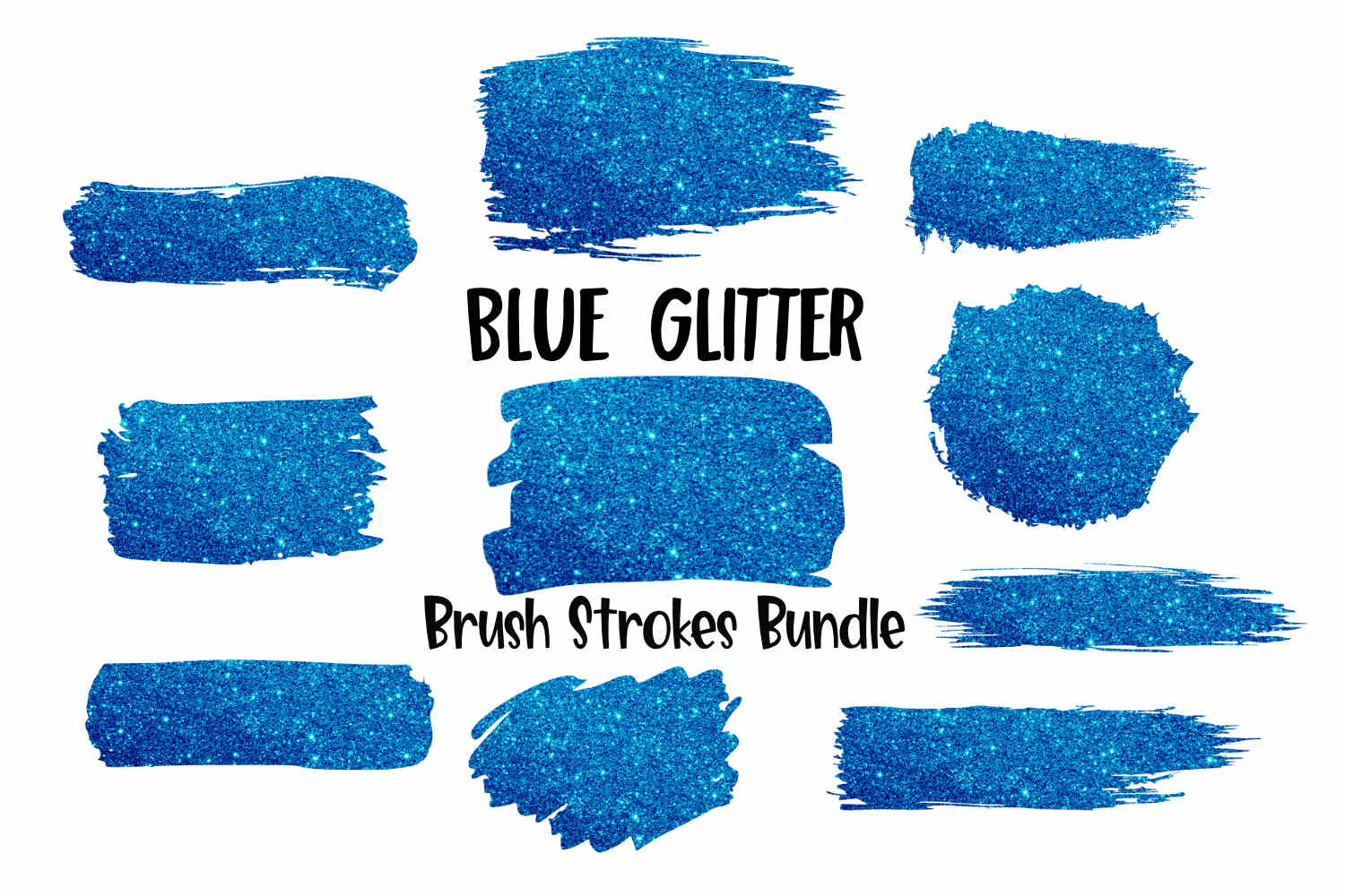 Blue Glitter Brush Strokes Background Bundle PNG (251851) | Sublimation ...