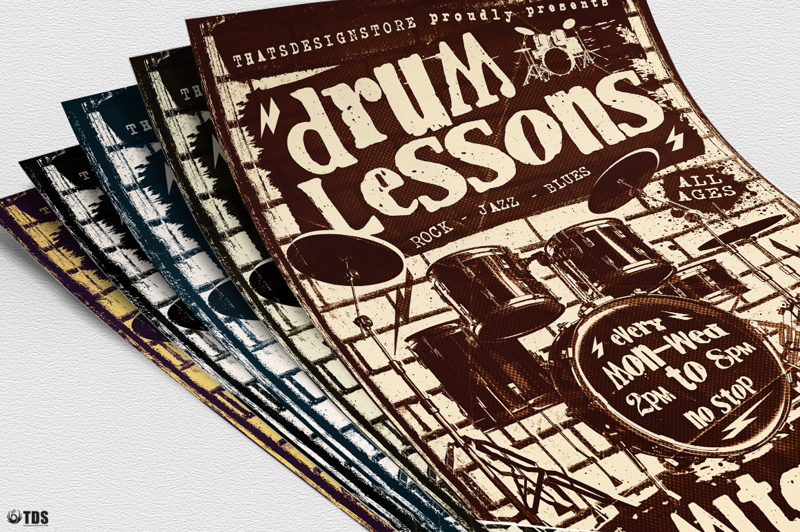 Drum Lessons Flyer Template V1 (31680) | Flyers | Design Bundles