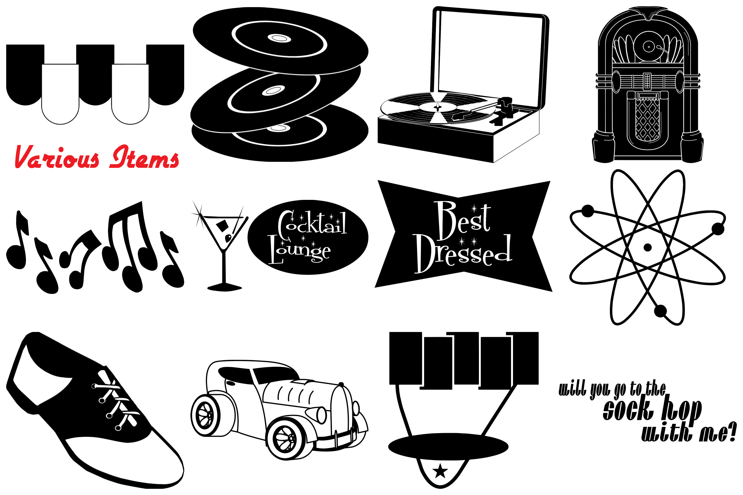 Retro 1950s Life and Party Vector AI EPS PNG