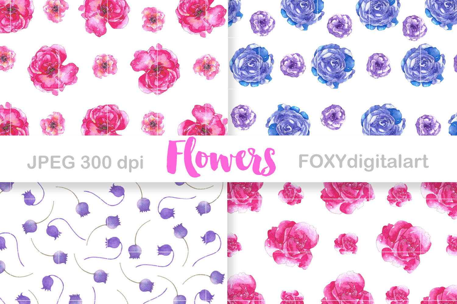 Digital paper watercolor flowers springtime wedding party (329450 ...