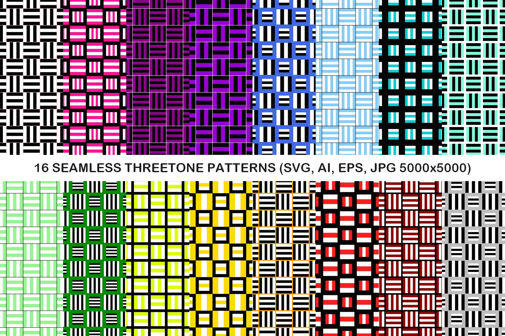 16 Seamless ThreeTone Square Patterns