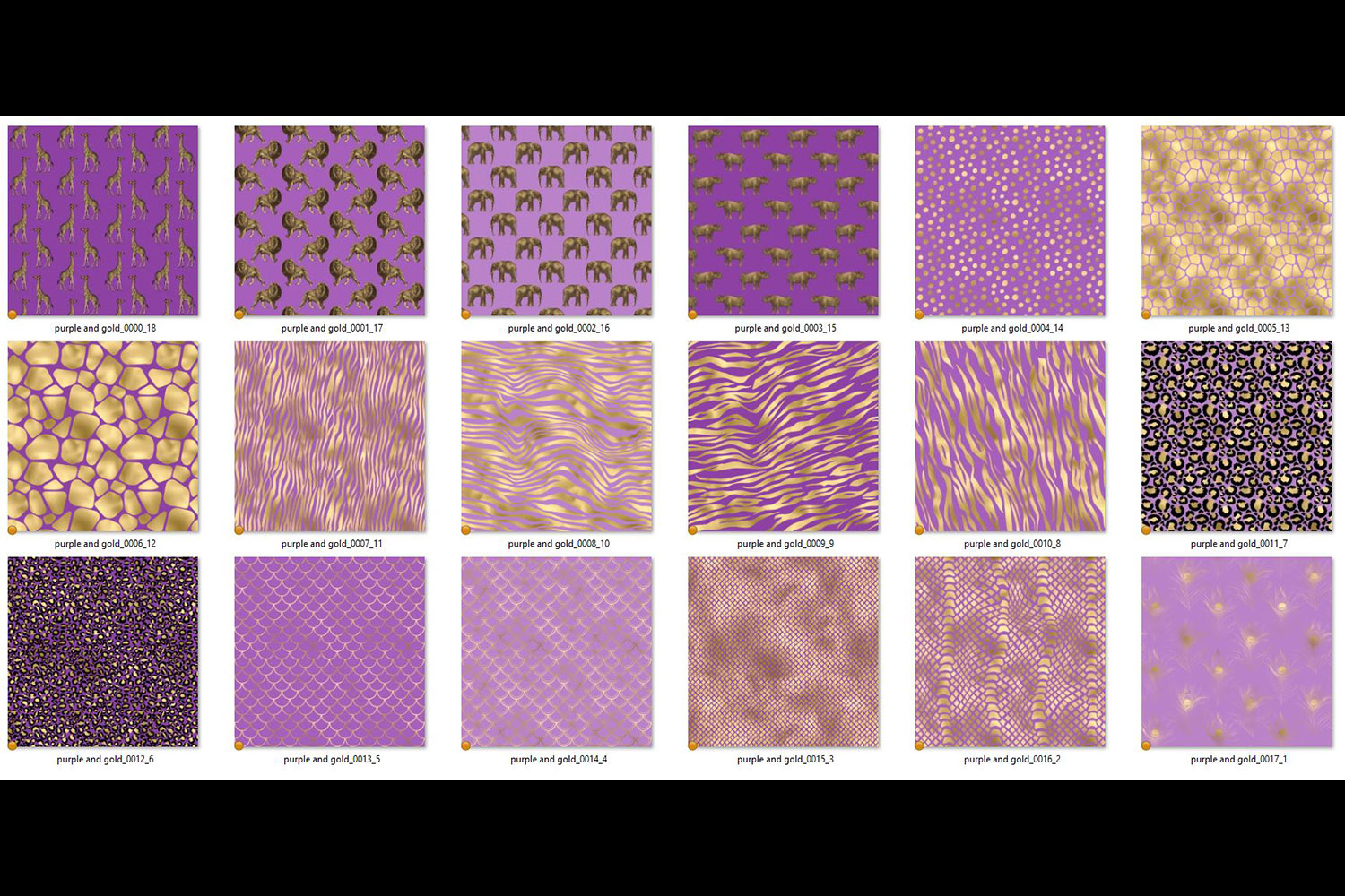 Purple and Gold Animal Print Digital Paper
