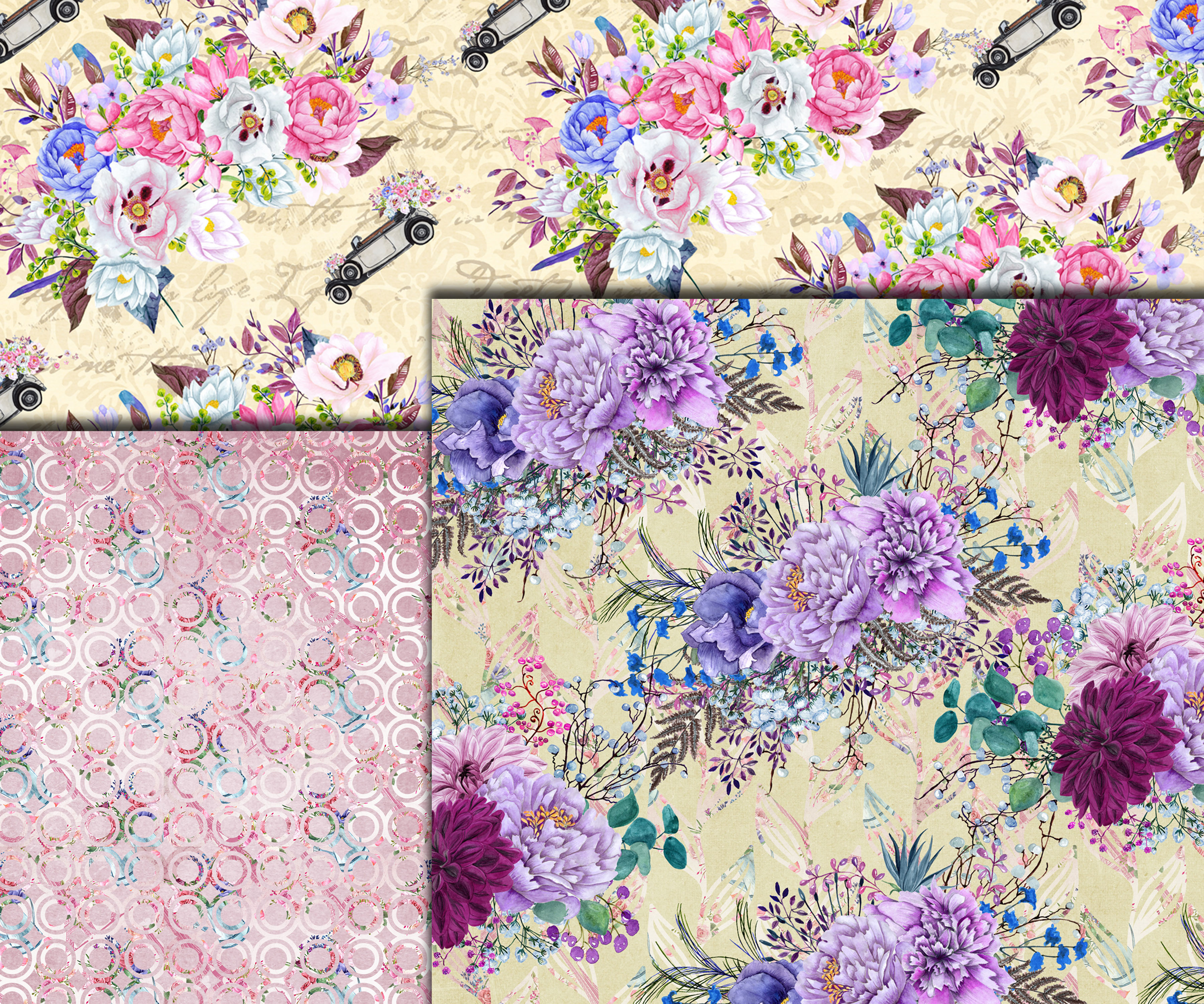 Floral watercolor papers