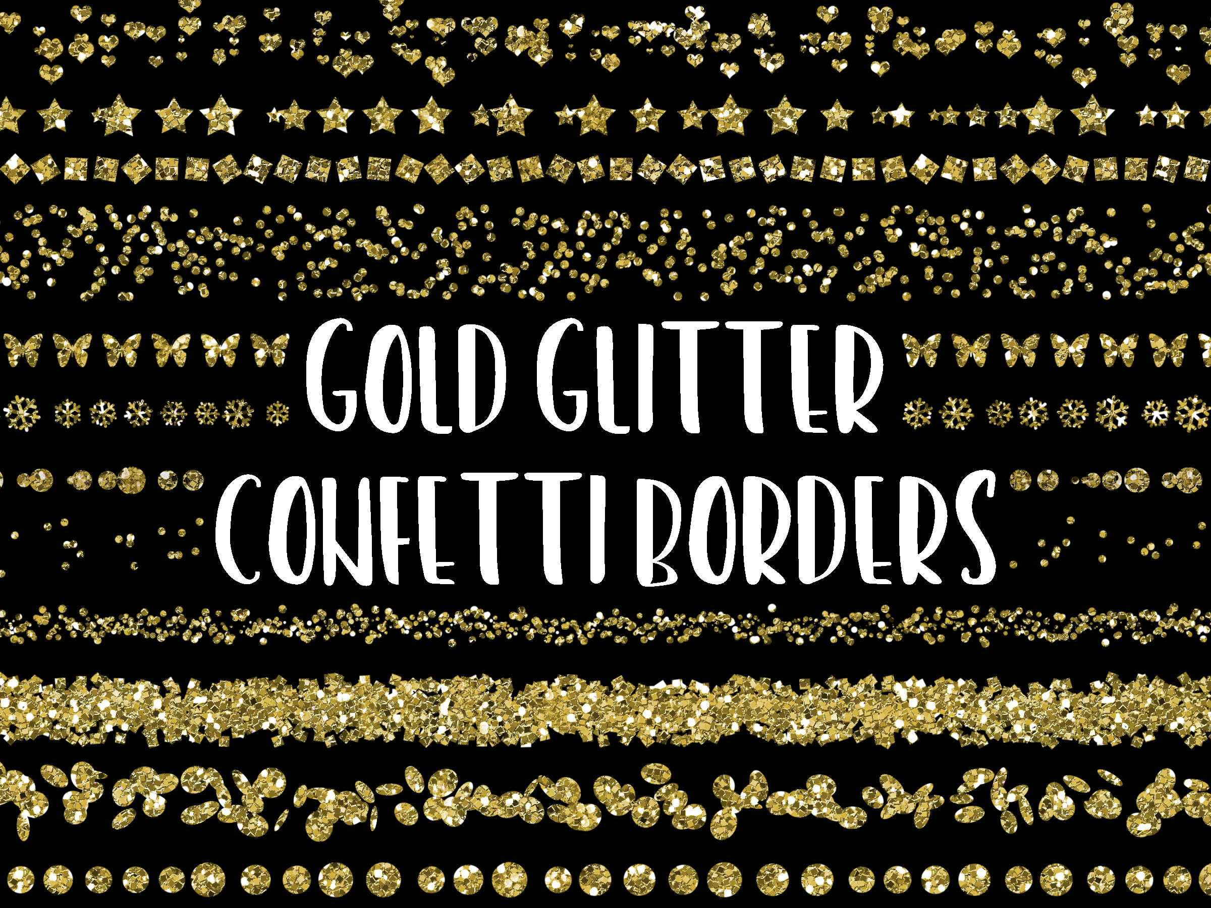 Gold Glitter Confetti Borders