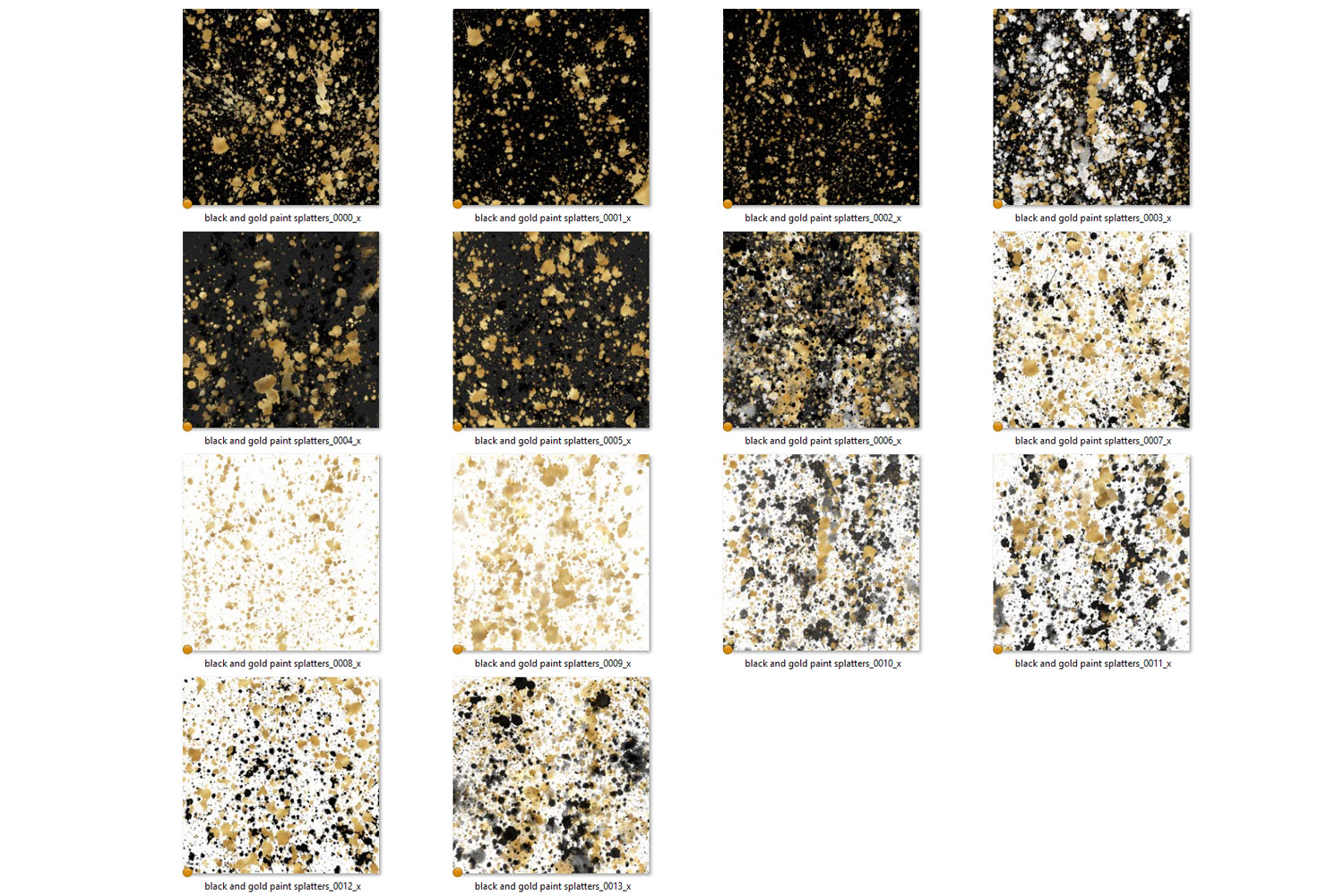 Black and Gold Paint Splatters Digital Paper