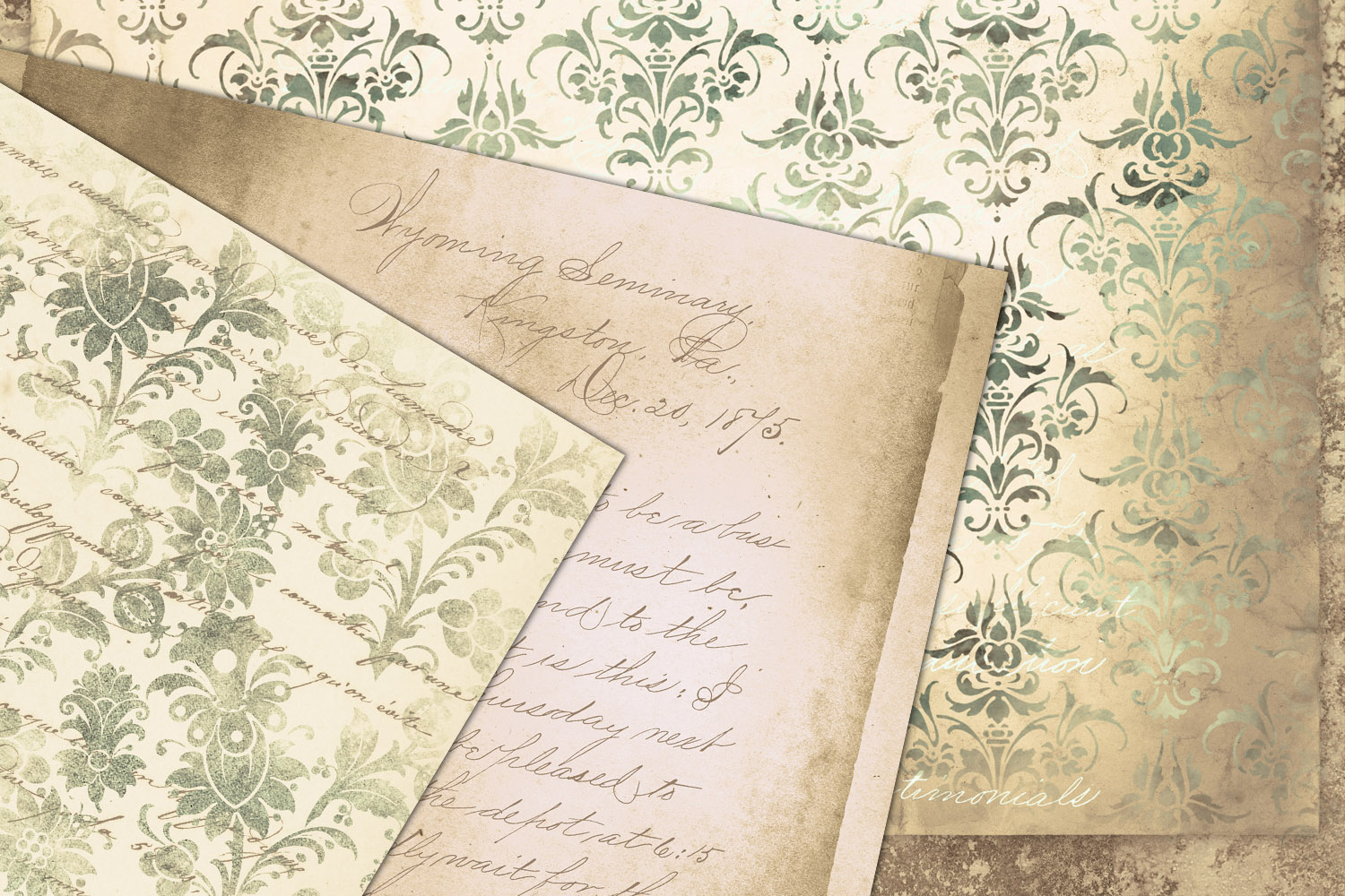 Sepia Ephemera Digital Paper