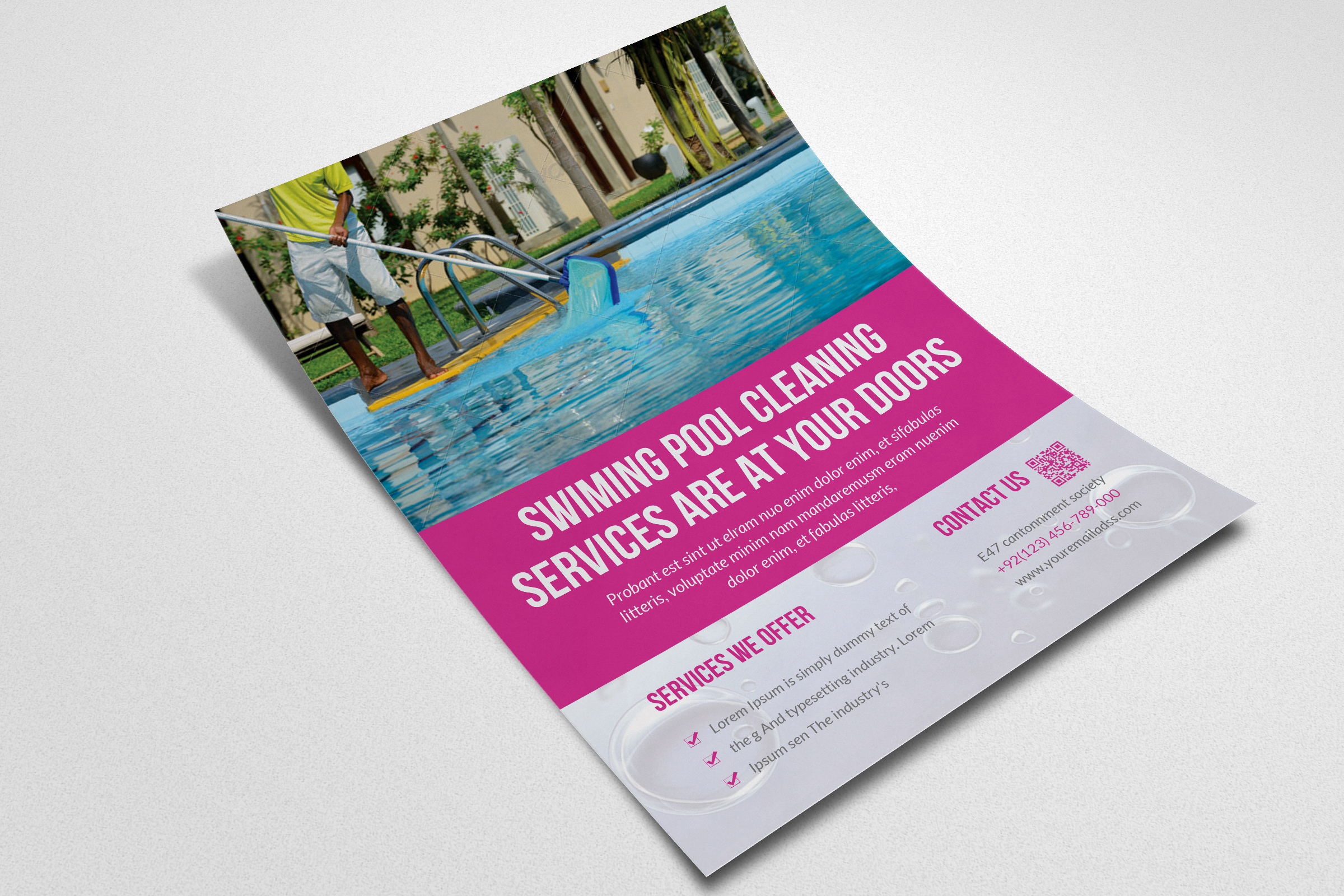 Swimming Pool Cleaning Service Flyer (147918) | Flyers | Design Bundles