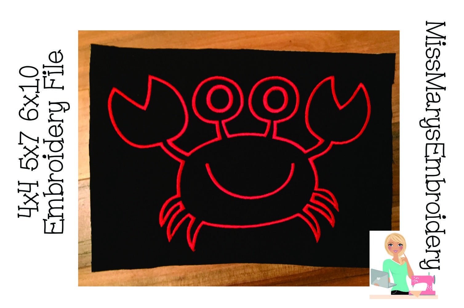 Crab Outline Embroidery File