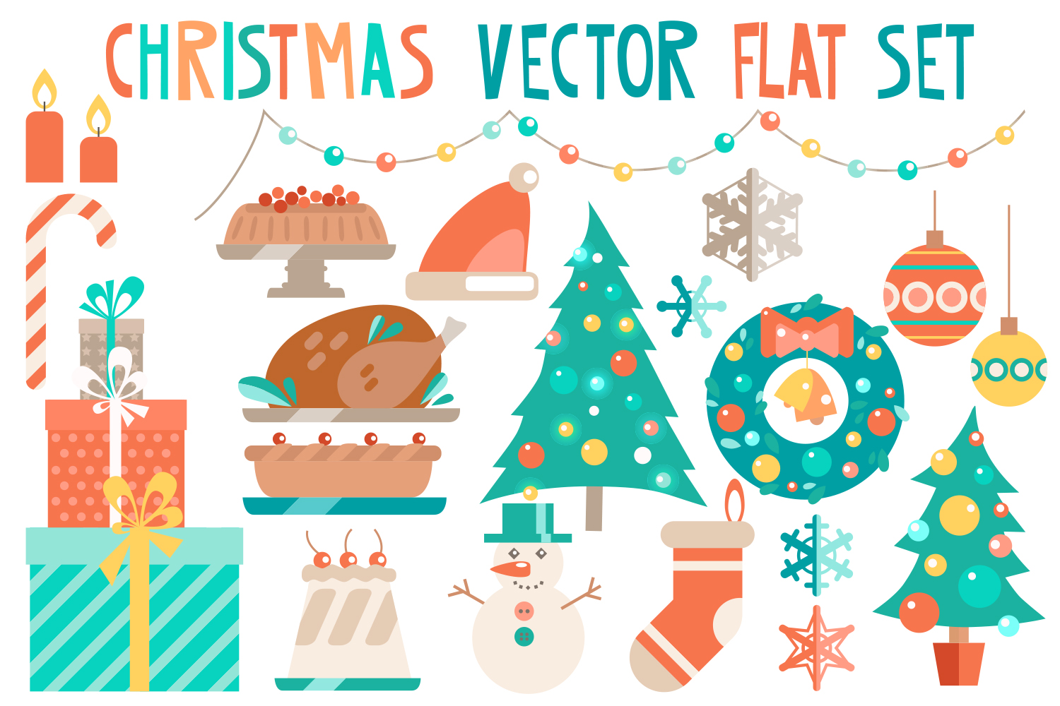 Christmas vector flat set
