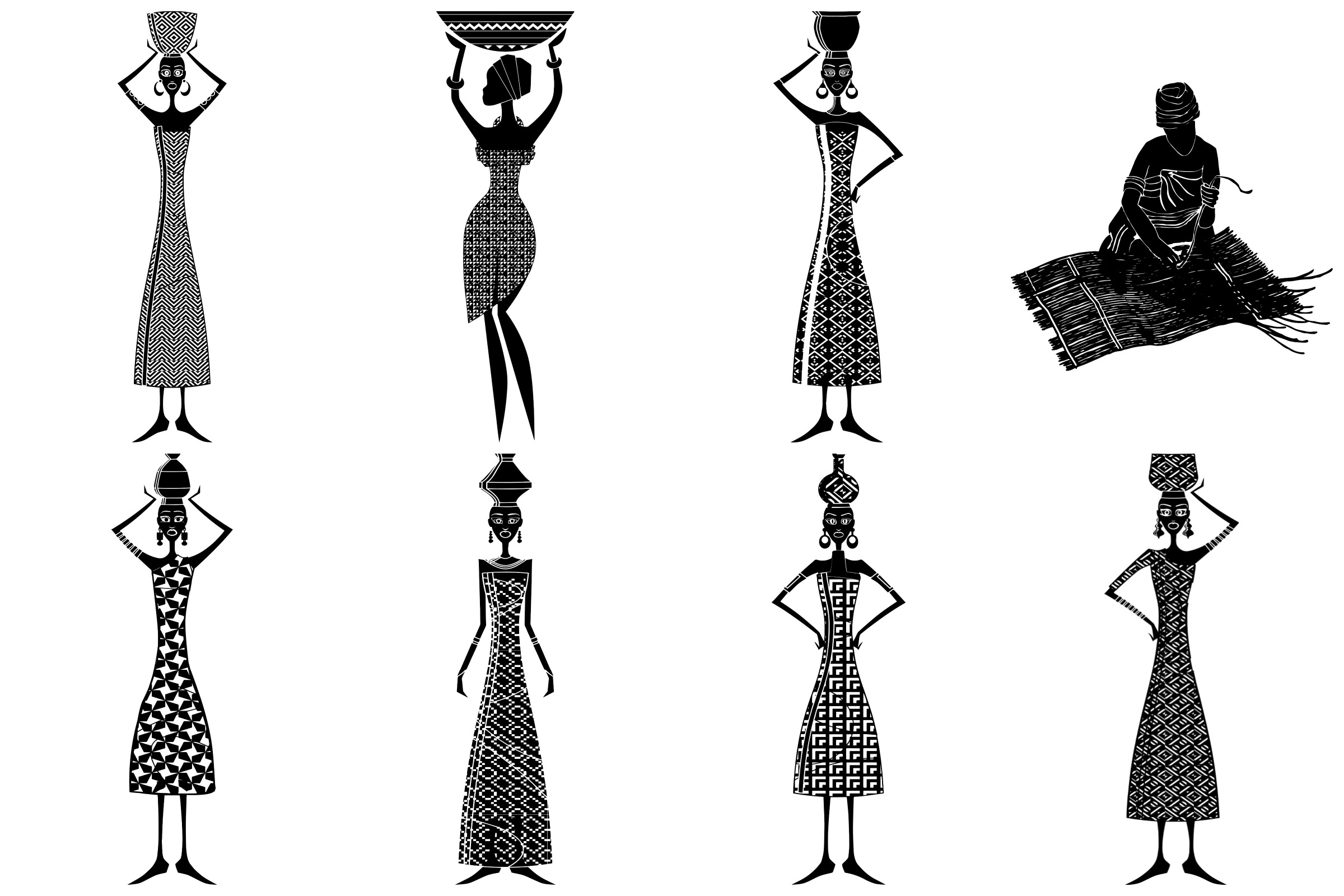 African & Ethnic Silhouettes AI EPS PNG (281059) | Illustrations ...
